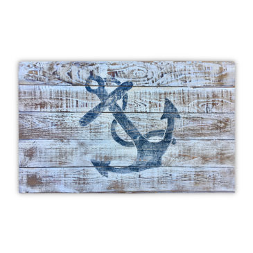 Nautical Anchor Vintage Wooden Flag | Vintage Nautical Decor