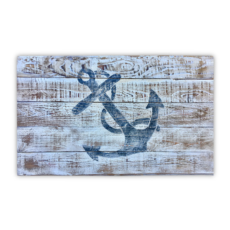 Nautical Anchor Vintage Wooden Flag | Vintage Nautical Decor