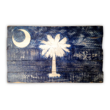 South Carolina State Vintage Wooden Flag | Handmade Palmetto State Flags